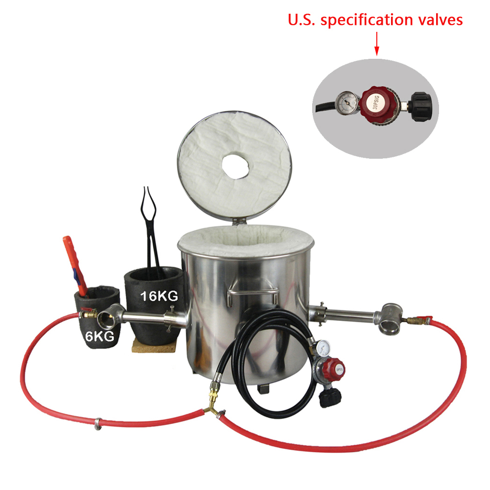 LSMIITTH 16 KG Gas Metal Melting Furnace Kit Foundry Copper Crucible ...